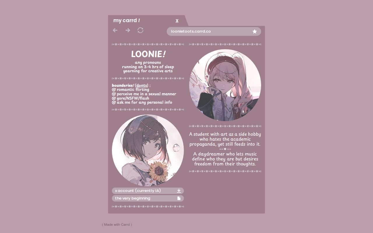 loonietoots's carrd